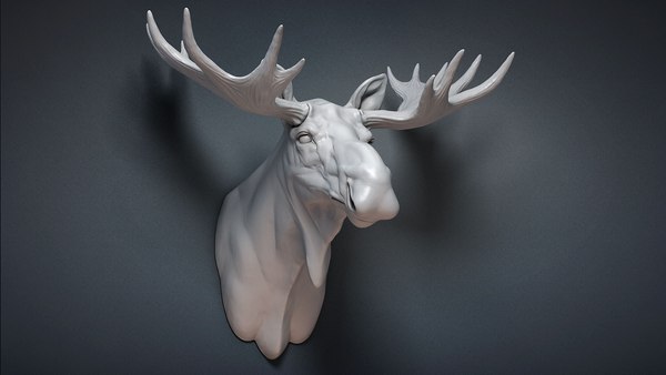 Moose Head Sculpture Antlers 3D model - TurboSquid 1773559