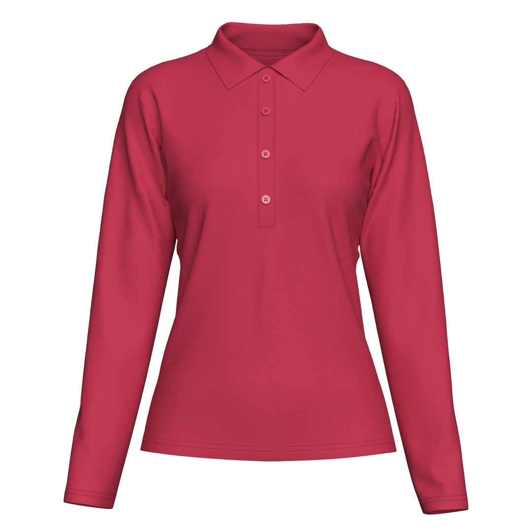 Women Long Sleeve Polo Design 3D - TurboSquid 2061843