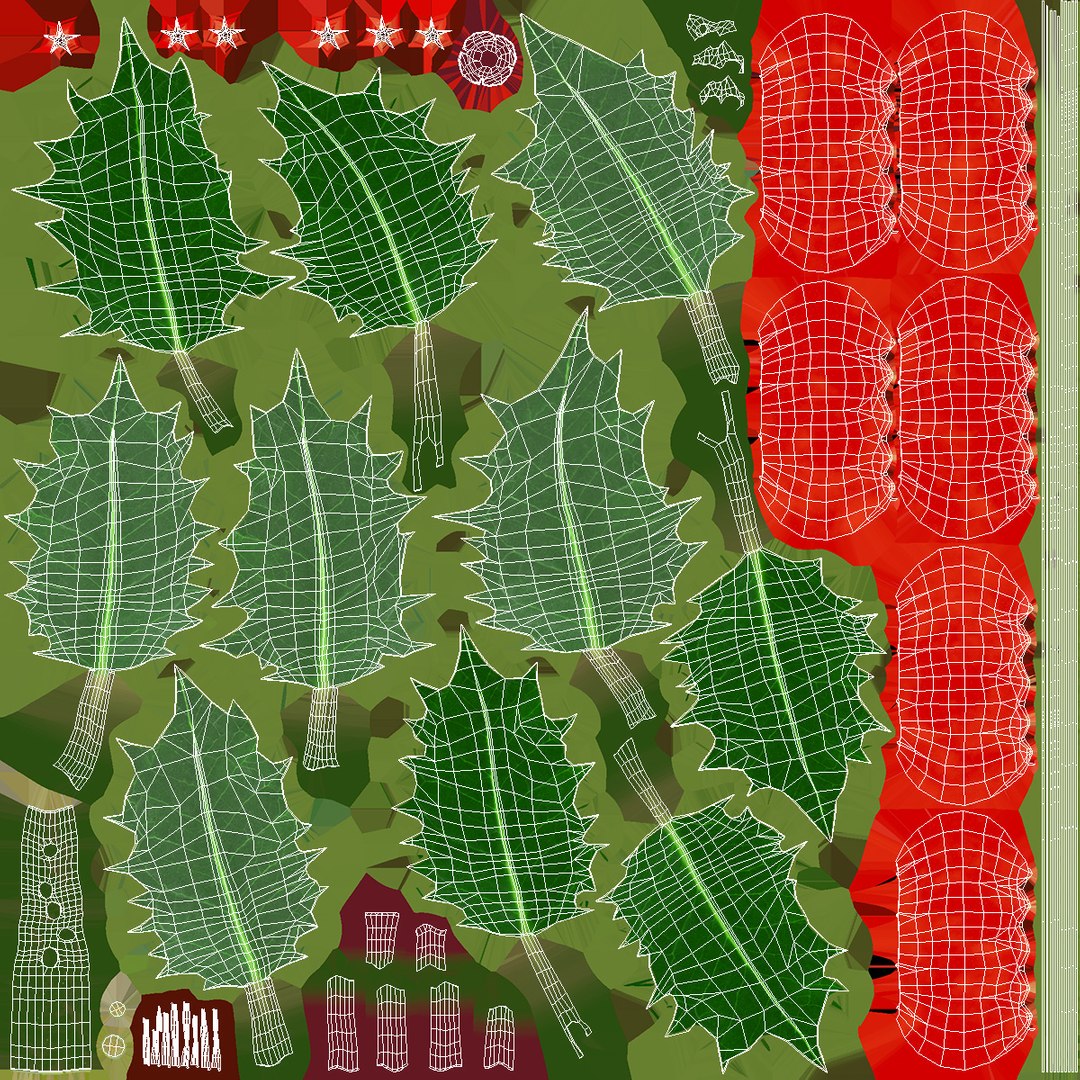 3D Christmas Decoration Sprig Holly Model - TurboSquid 2076127