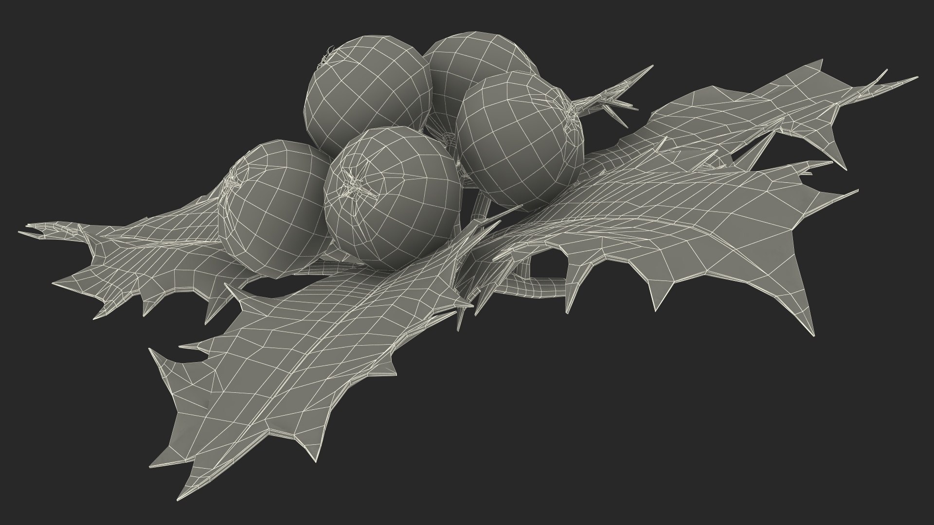 3D Christmas Decoration Sprig Holly Model - TurboSquid 2076127