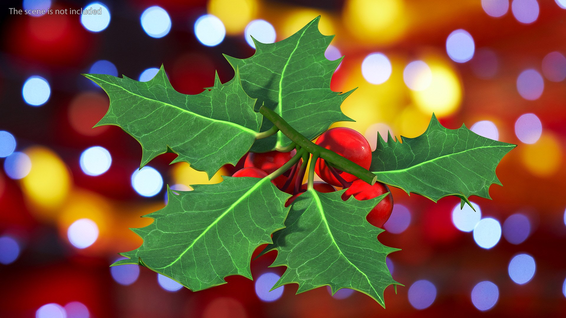 3D Christmas Decoration Sprig Holly Model - TurboSquid 2076127