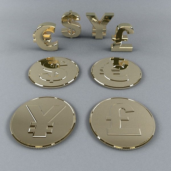 3d money sign coins