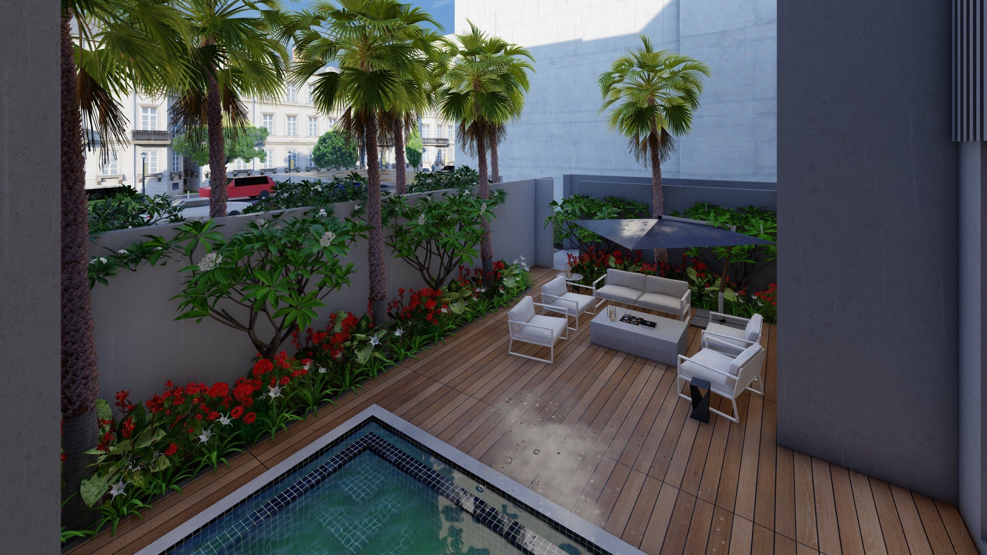 Backyard Swimming Pool Area 3D Landscape Design Model 3D Model ...