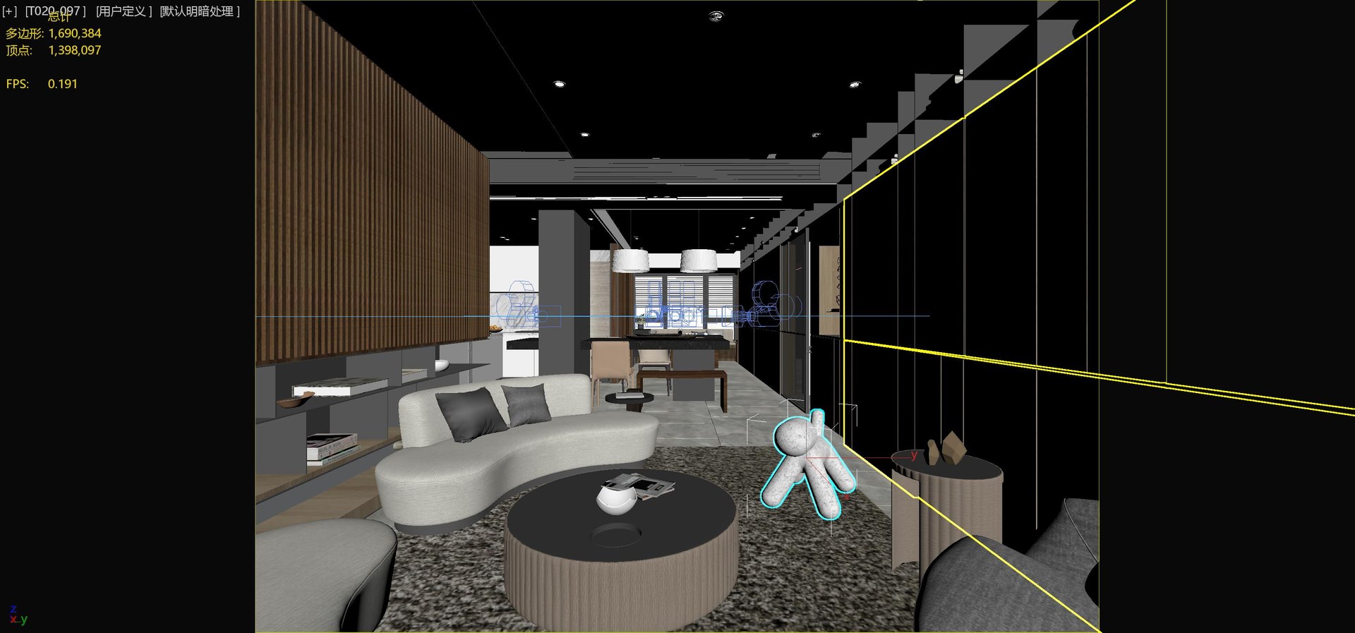 TM20-Contemporary Luxury Living Room with Dinning Room Scene by 3dmax ...