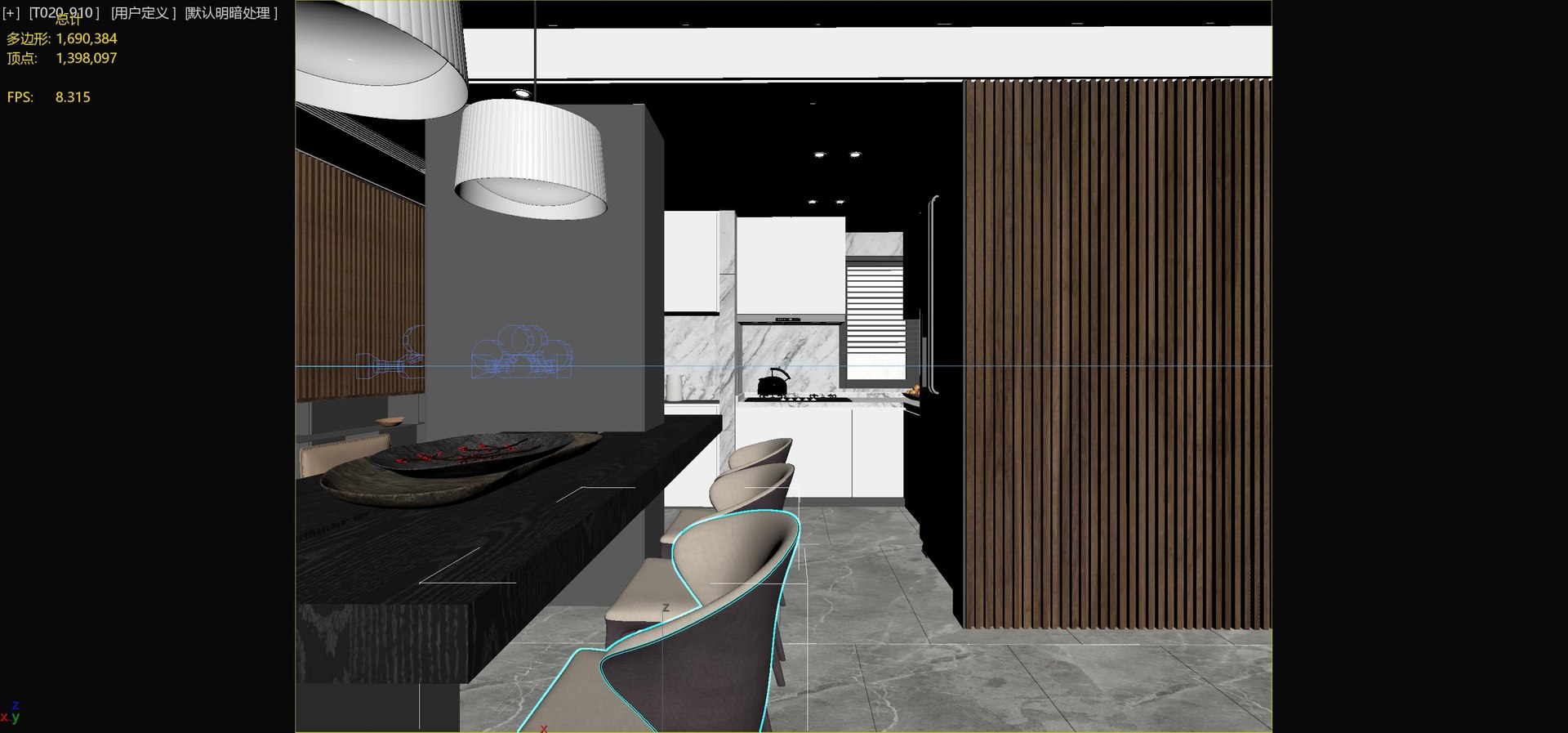 TM20-Contemporary Luxury Living Room with Dinning Room Scene by 3dmax ...