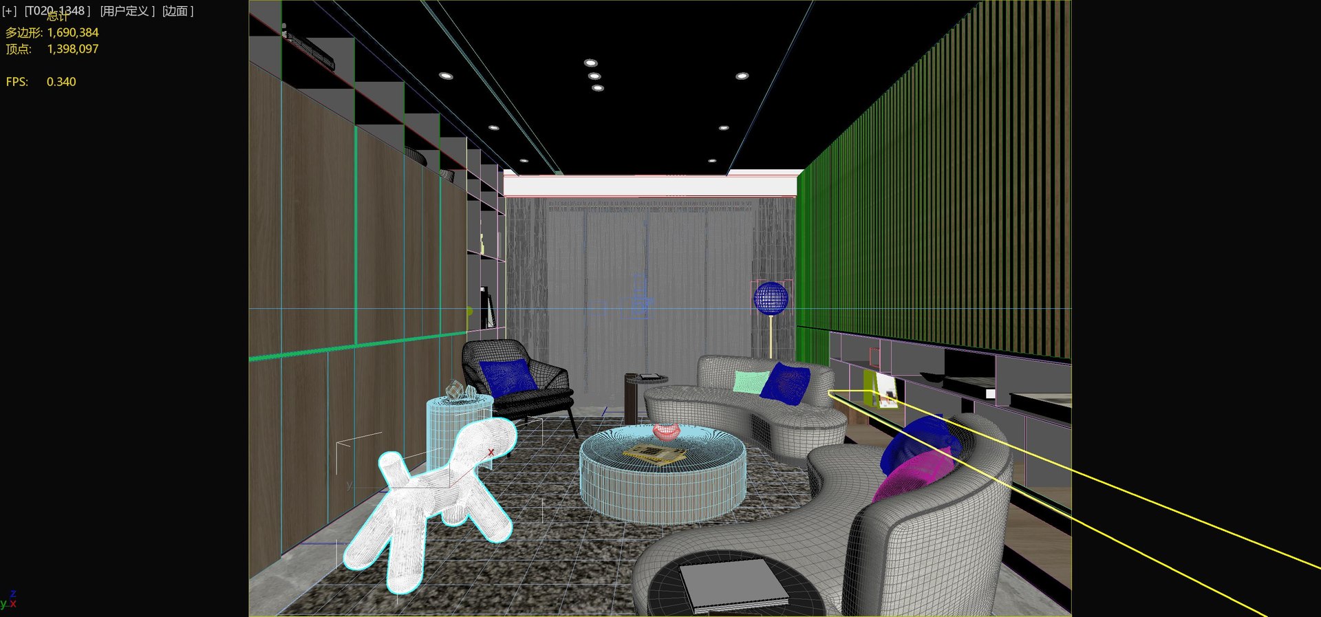 TM20-Contemporary Luxury Living Room with Dinning Room Scene by 3dmax ...