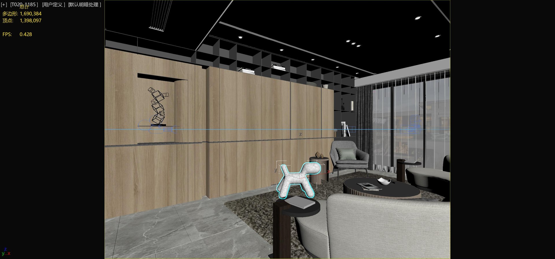 TM20-Contemporary Luxury Living Room with Dinning Room Scene by 3dmax ...
