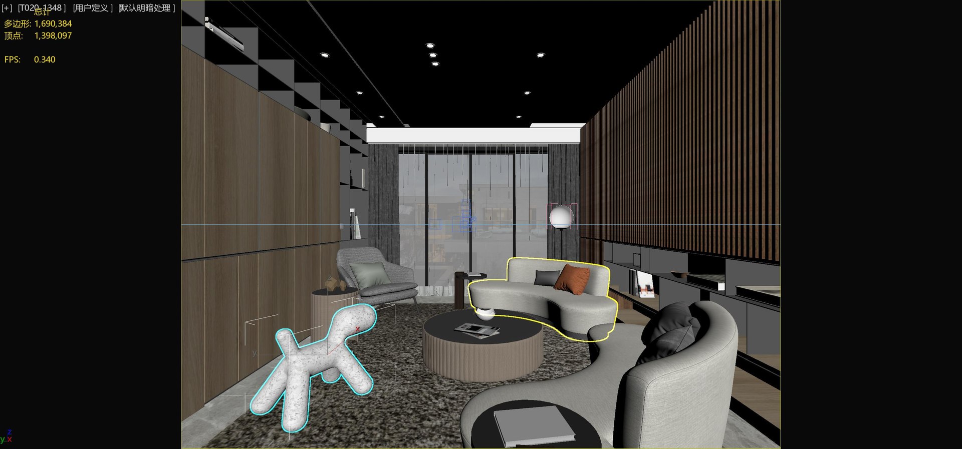 TM20-Contemporary Luxury Living Room with Dinning Room Scene by 3dmax ...