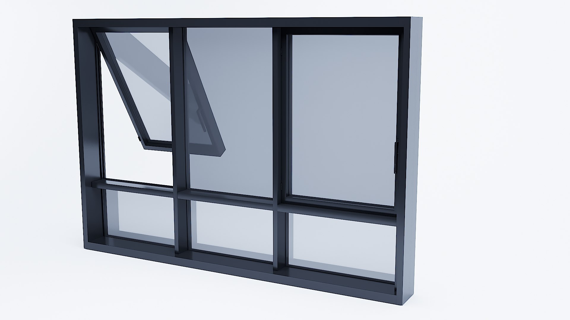 3D Silicone Glazed Curtain Wall Window Modular Low Poly 3D Model Model ...