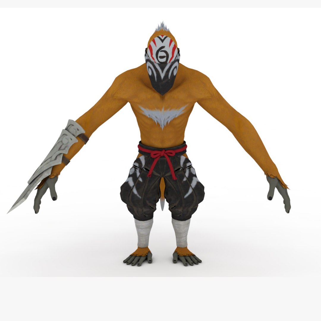 3D Monkey Samurai Rigged And Animated - TurboSquid 2336753