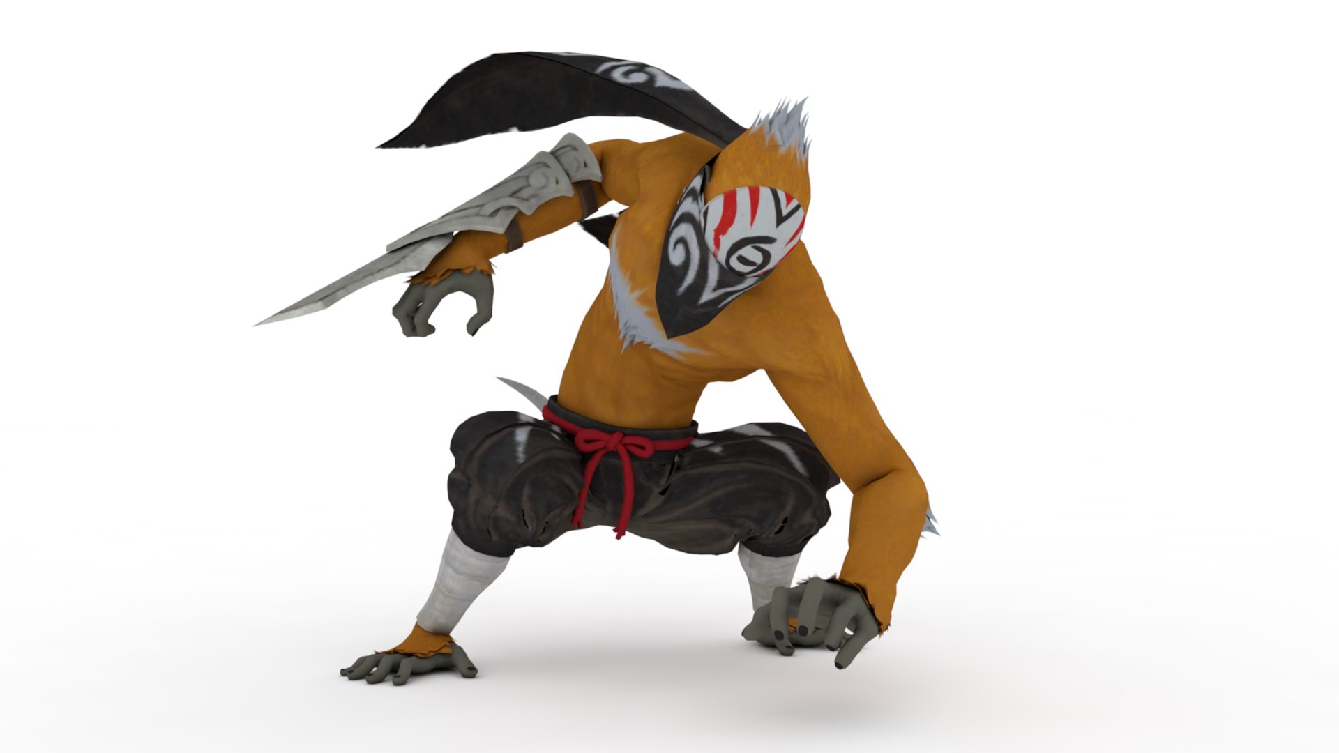 3D Monkey Samurai Rigged And Animated - TurboSquid 2336753