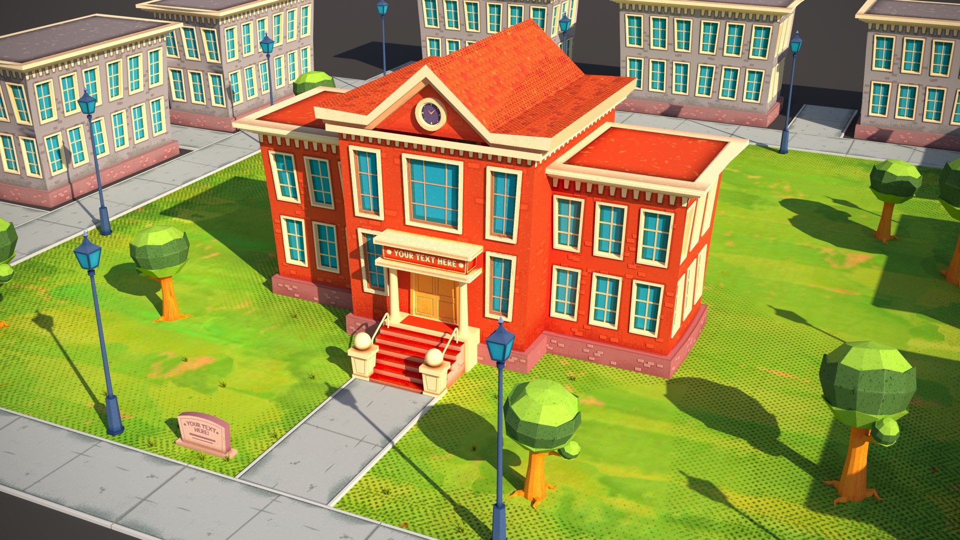 Cartoon Street Park Museum Enviroment 3D - TurboSquid 1860034