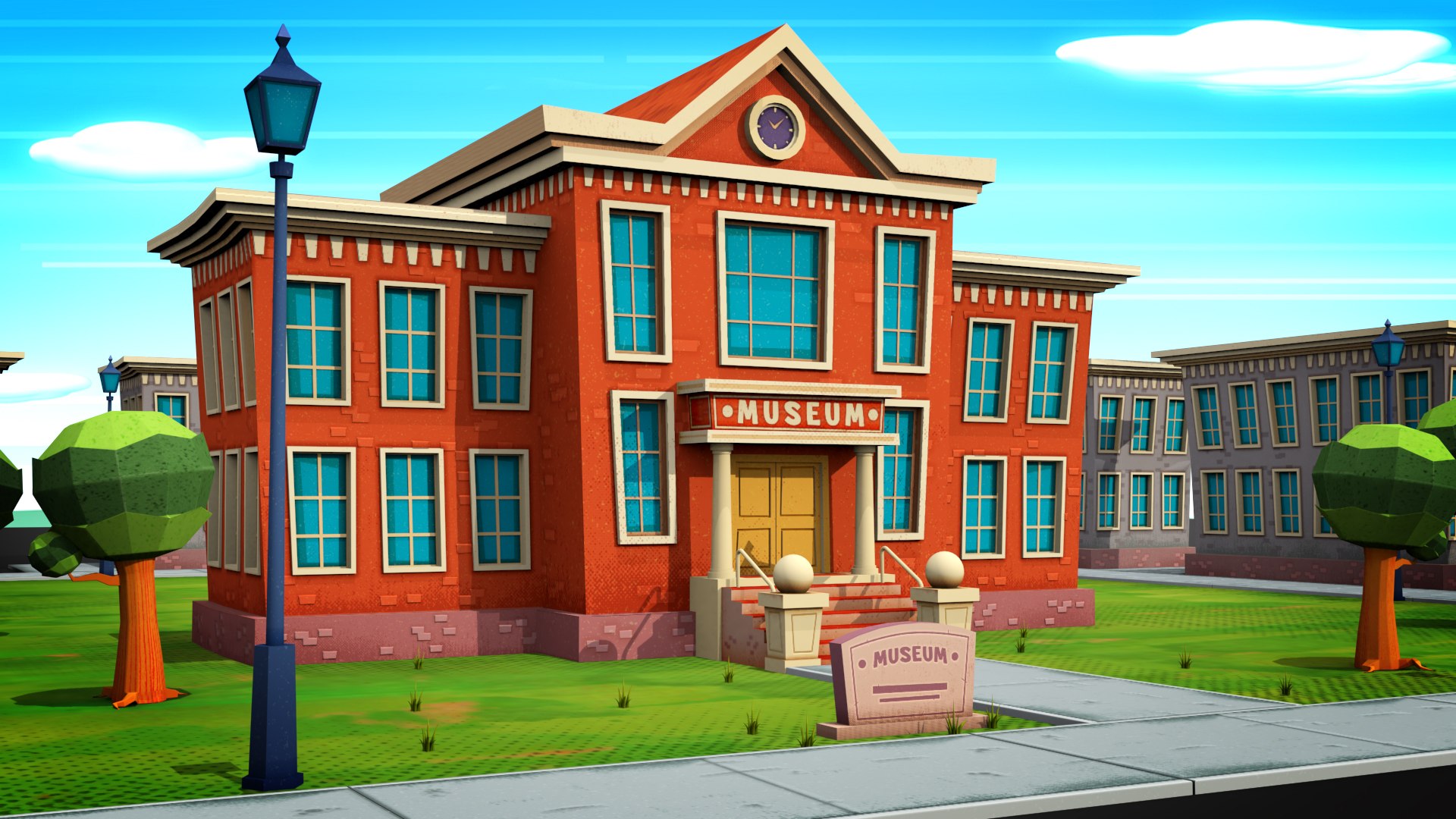 Cartoon Street Park Museum Enviroment 3D - TurboSquid 1860034