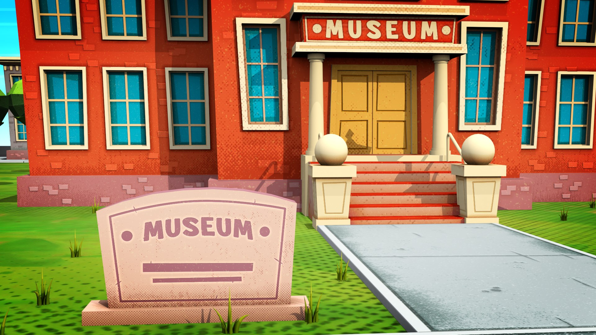 Cartoon Street Park Museum Enviroment 3D - TurboSquid 1860034