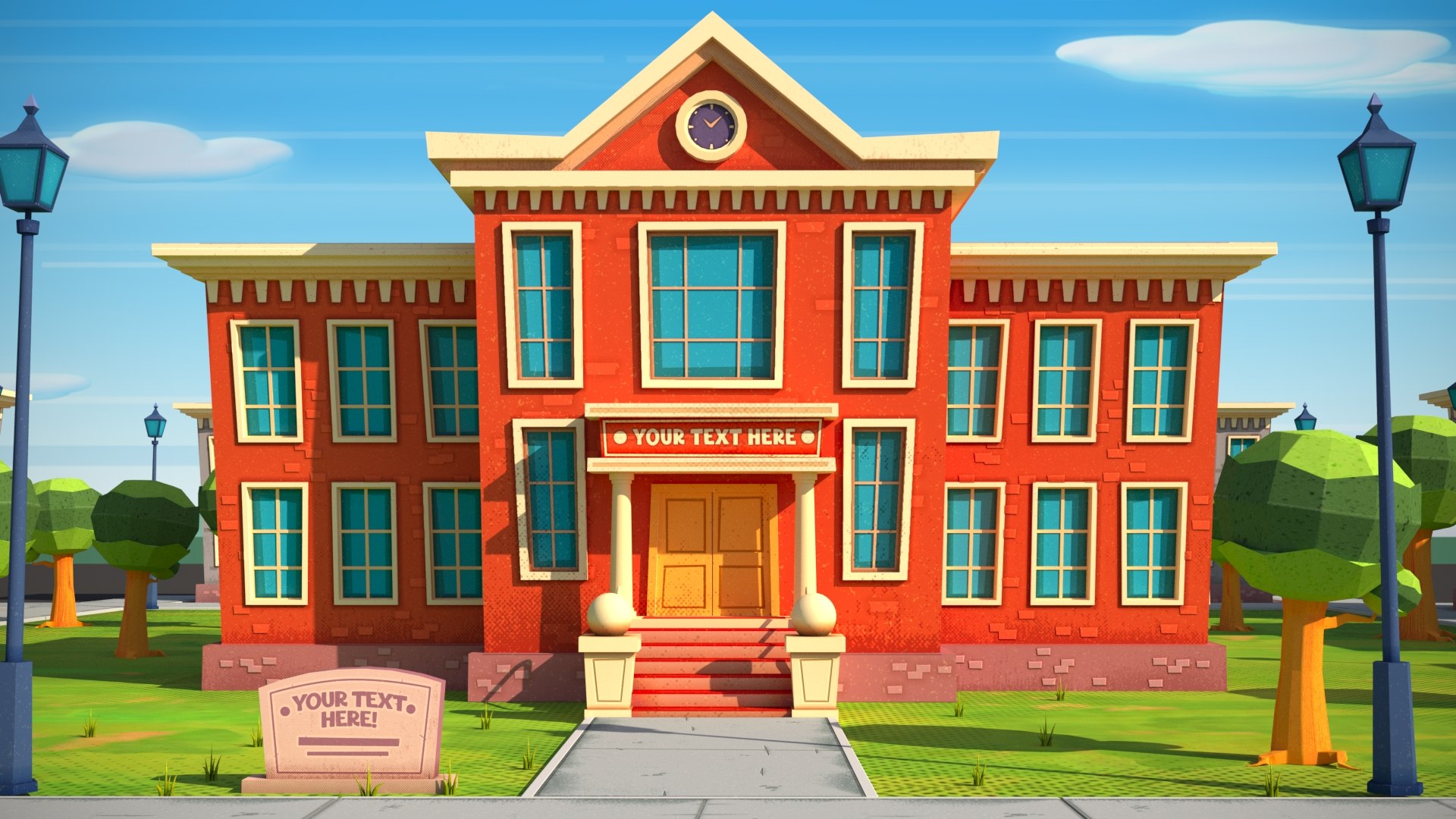 Cartoon Street Park Museum Enviroment 3D - TurboSquid 1860034