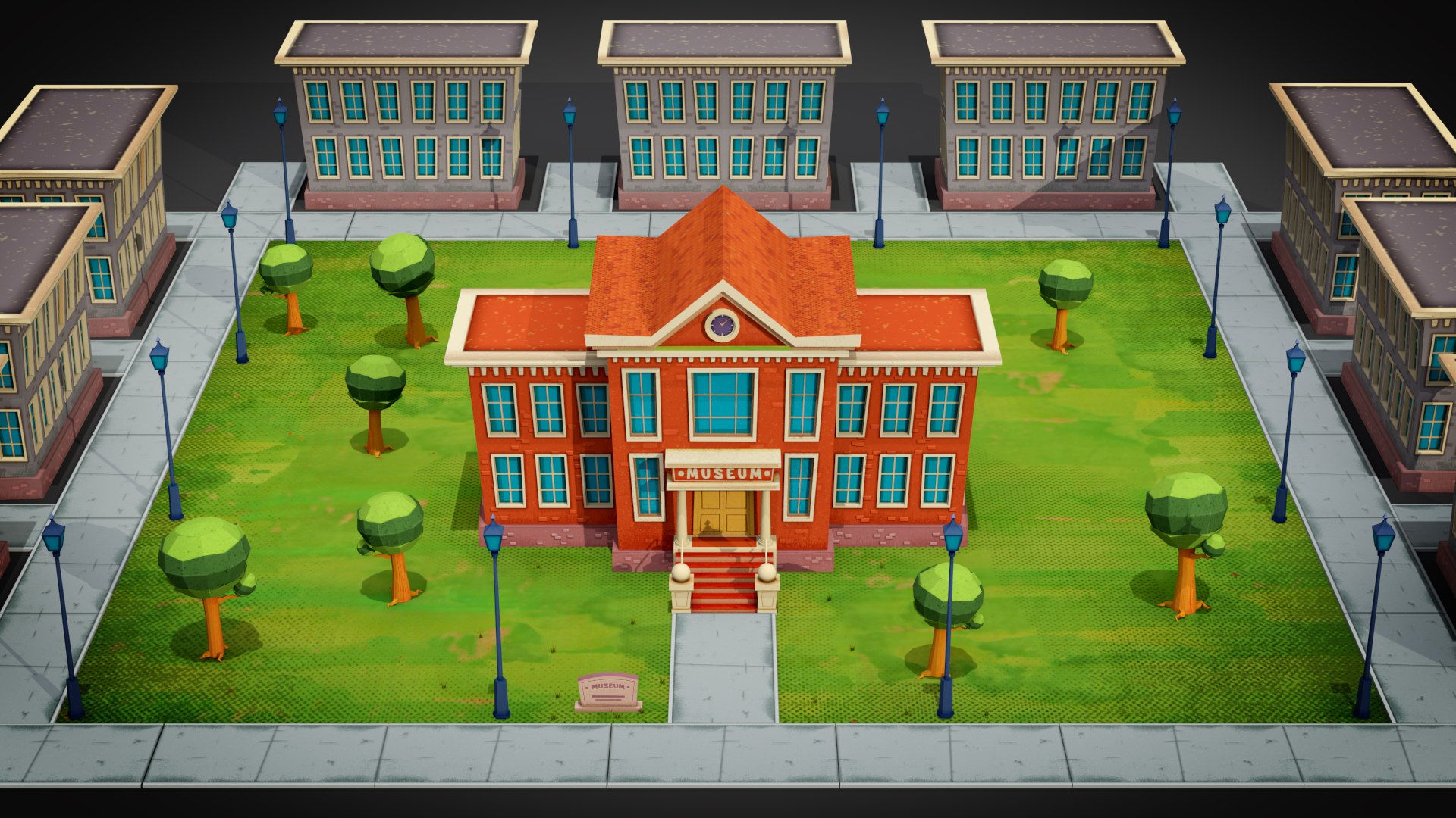 Cartoon Street Park Museum Enviroment 3D - TurboSquid 1860034
