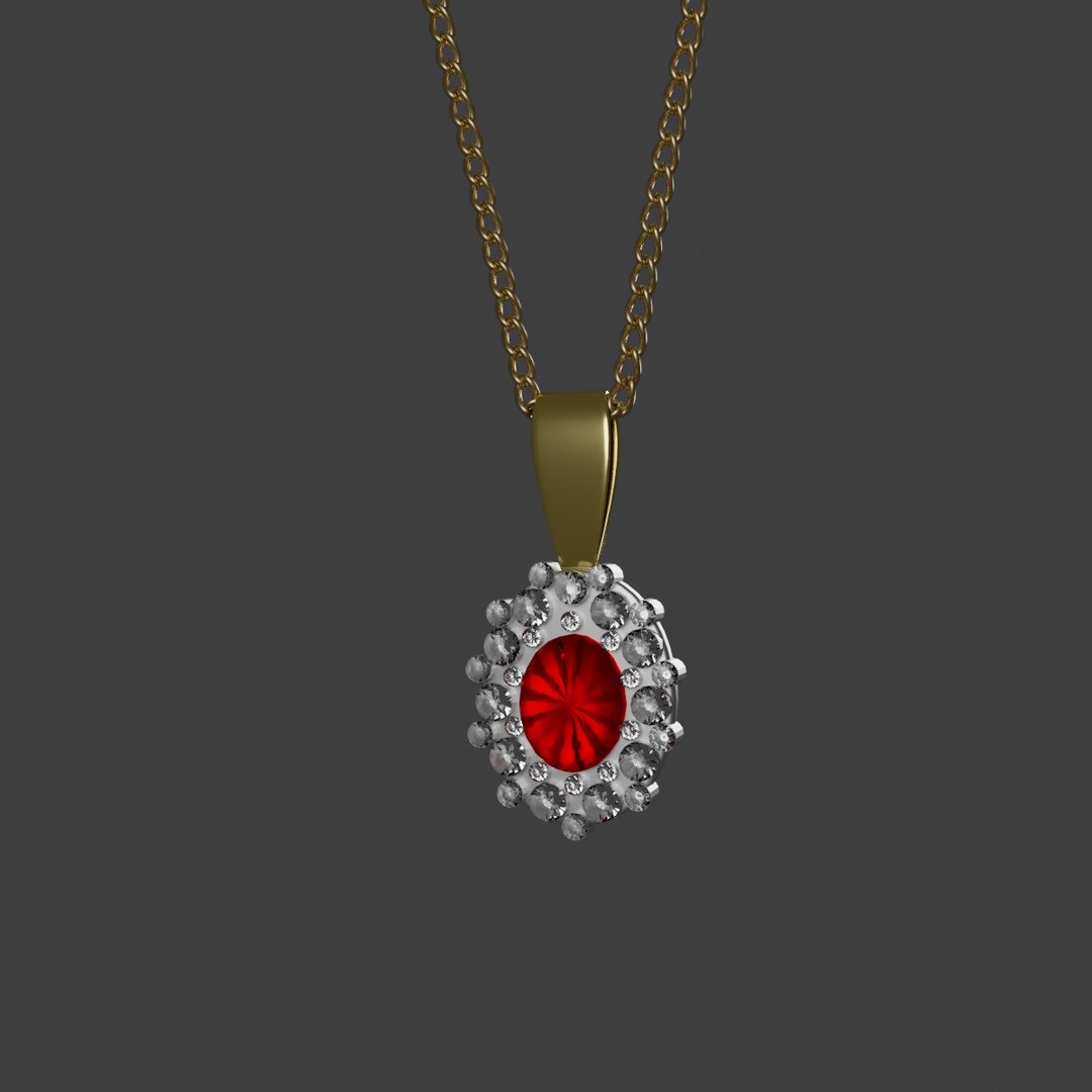 3D Ruby Daimond Necklace - TurboSquid 1729526