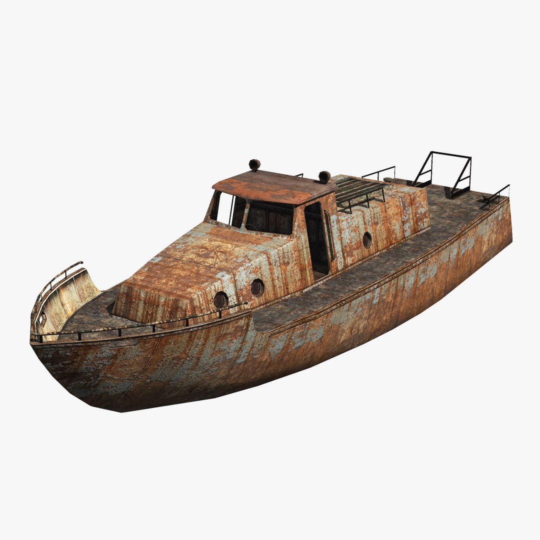 3d set rusty boats