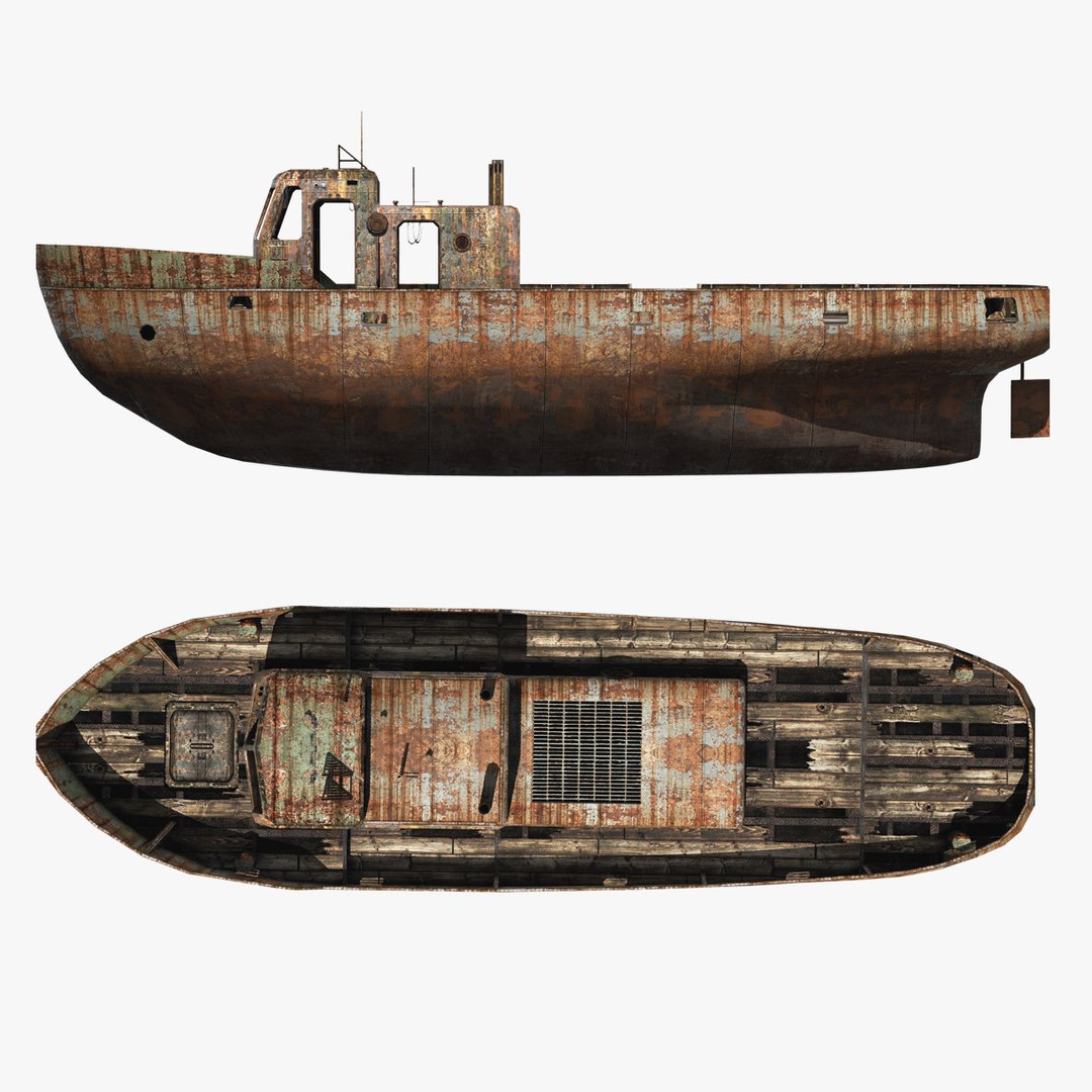 3d Set Rusty Boats
