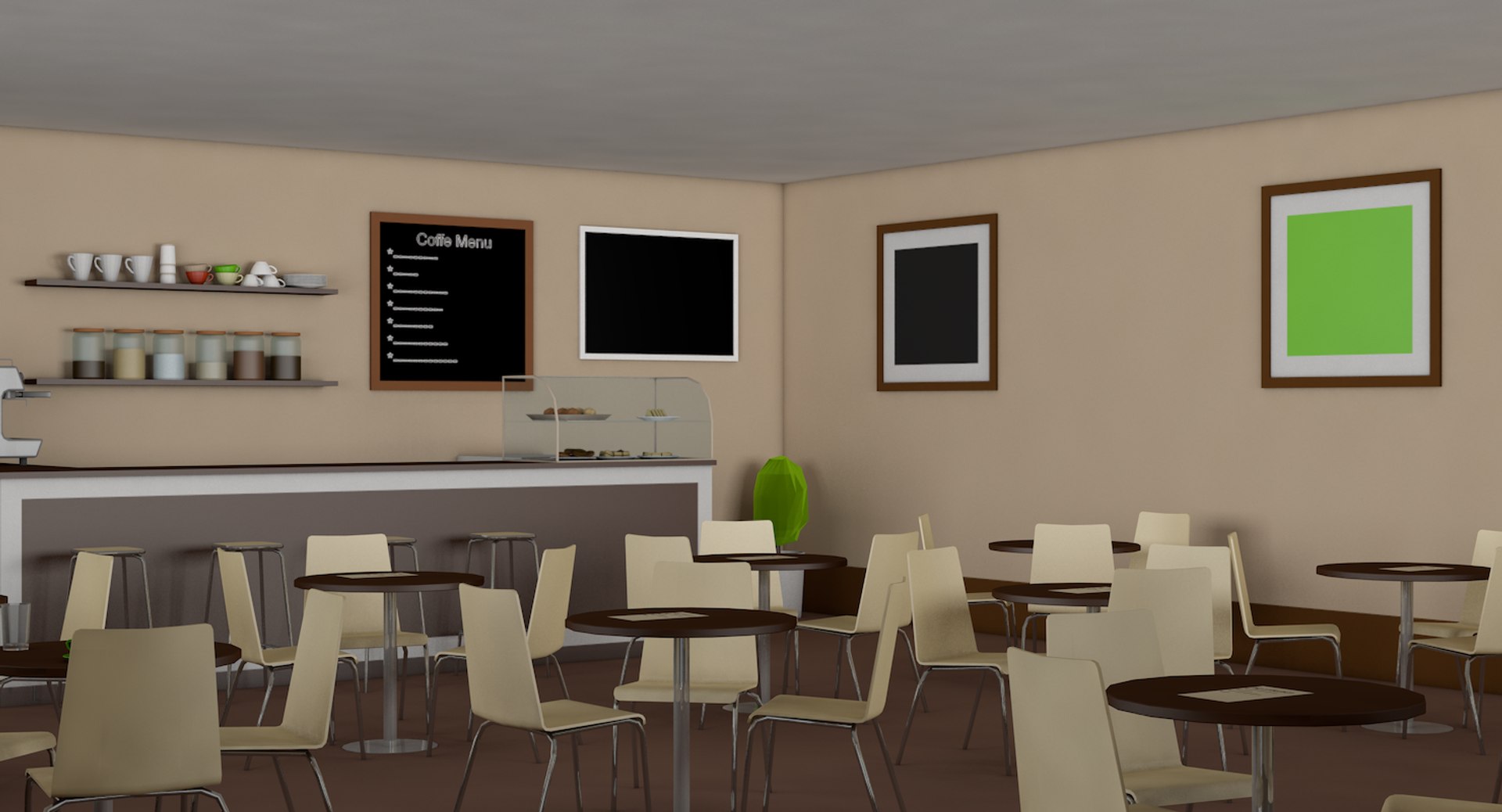3D corner coffee shop model - TurboSquid 1224754
