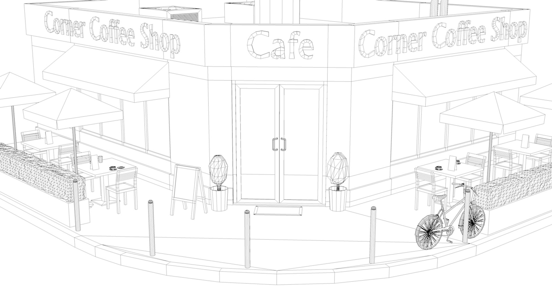 3D corner coffee shop model - TurboSquid 1224754