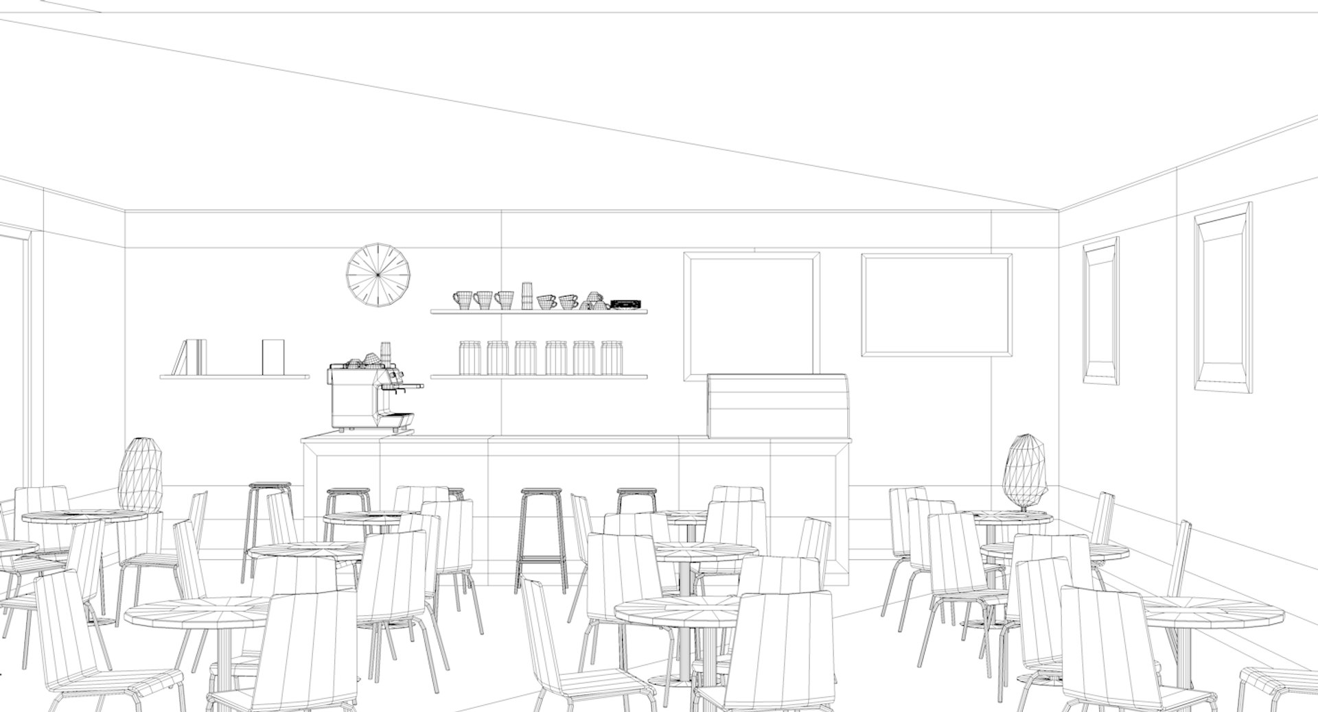 3D corner coffee shop model - TurboSquid 1224754