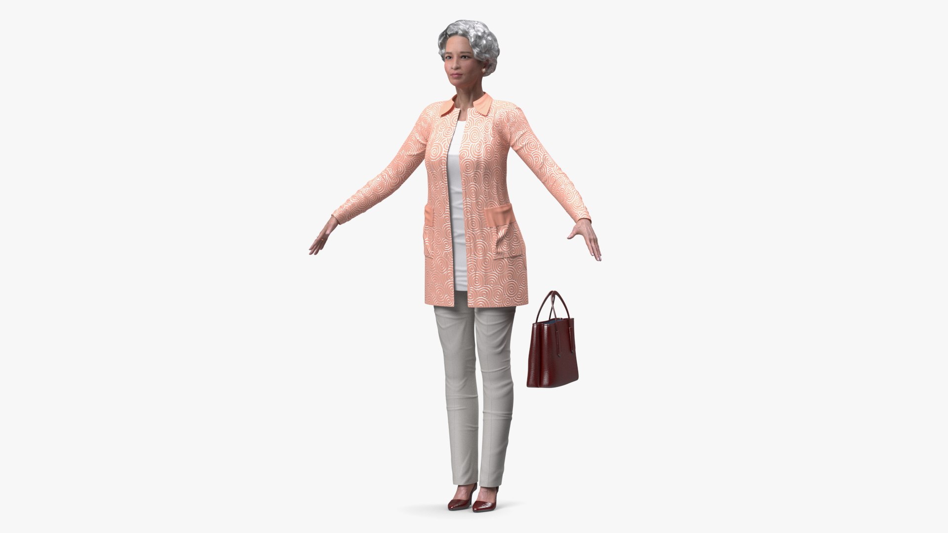 3D Chinese Elderly Woman Everyday Style A-Pose model - TurboSquid 2086659