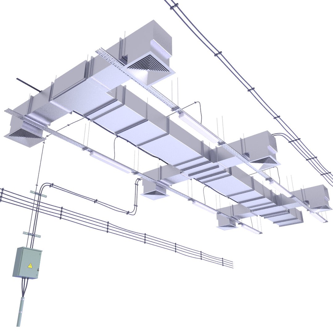 Ceiling Industrial Ventilation Ducting 8 Model - TurboSquid 2098181