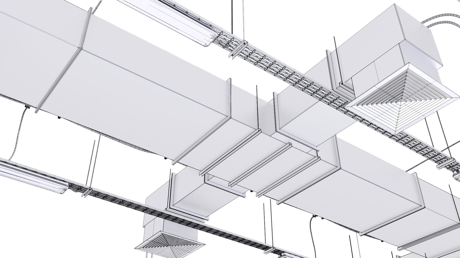 Ceiling Industrial Ventilation Ducting 8 Model - TurboSquid 2098181