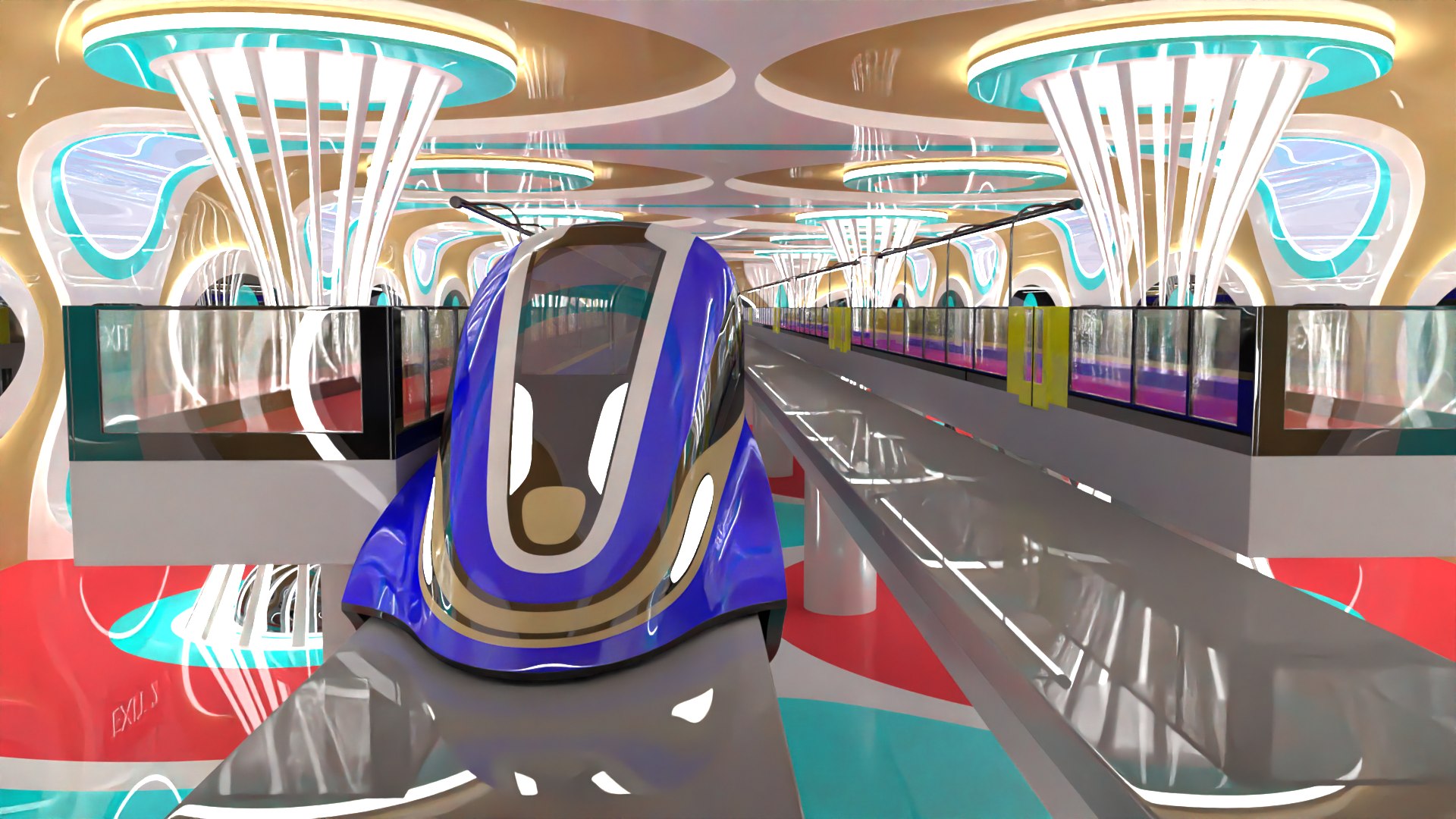 Sci-fi Maglev Station With Train 3D Model - TurboSquid 2104372