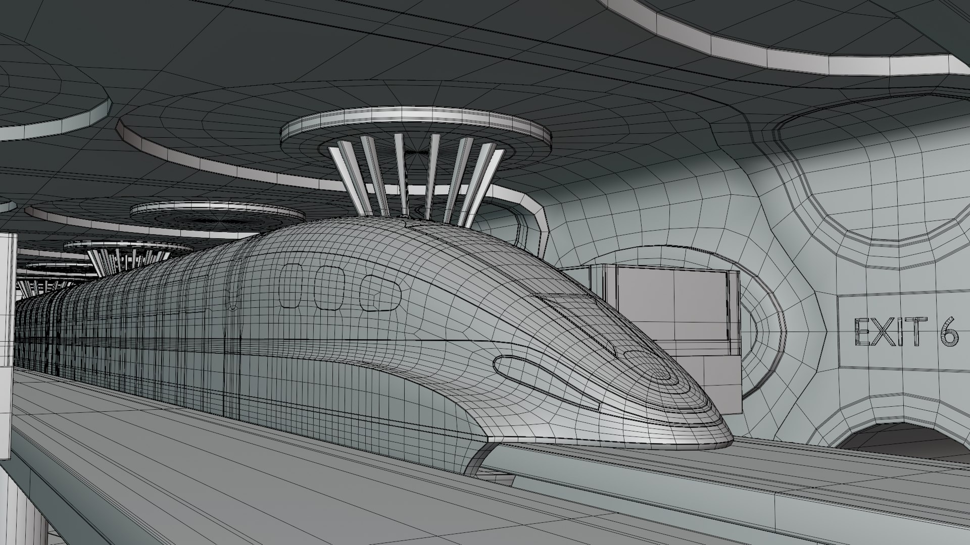Sci-fi Maglev Station With Train 3D Model - TurboSquid 2104372