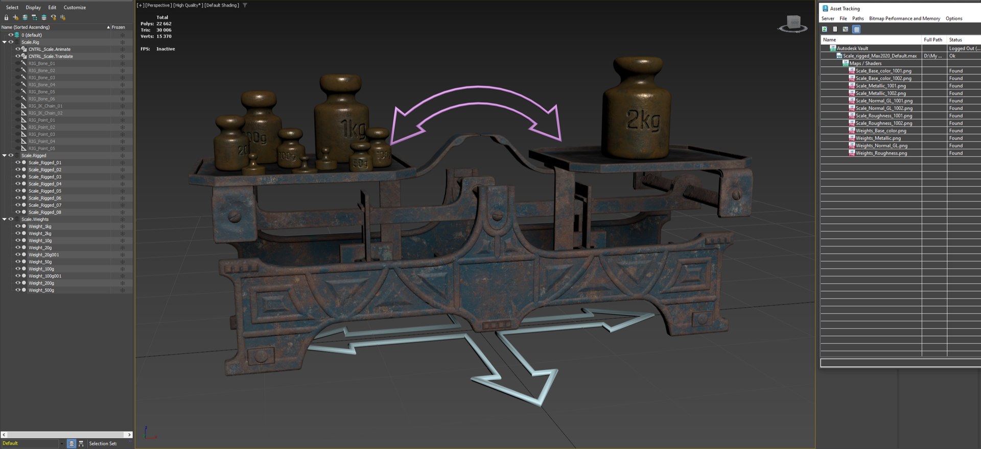 3D Model Rigged Balance Scale And Weights PBR - TurboSquid 2009089