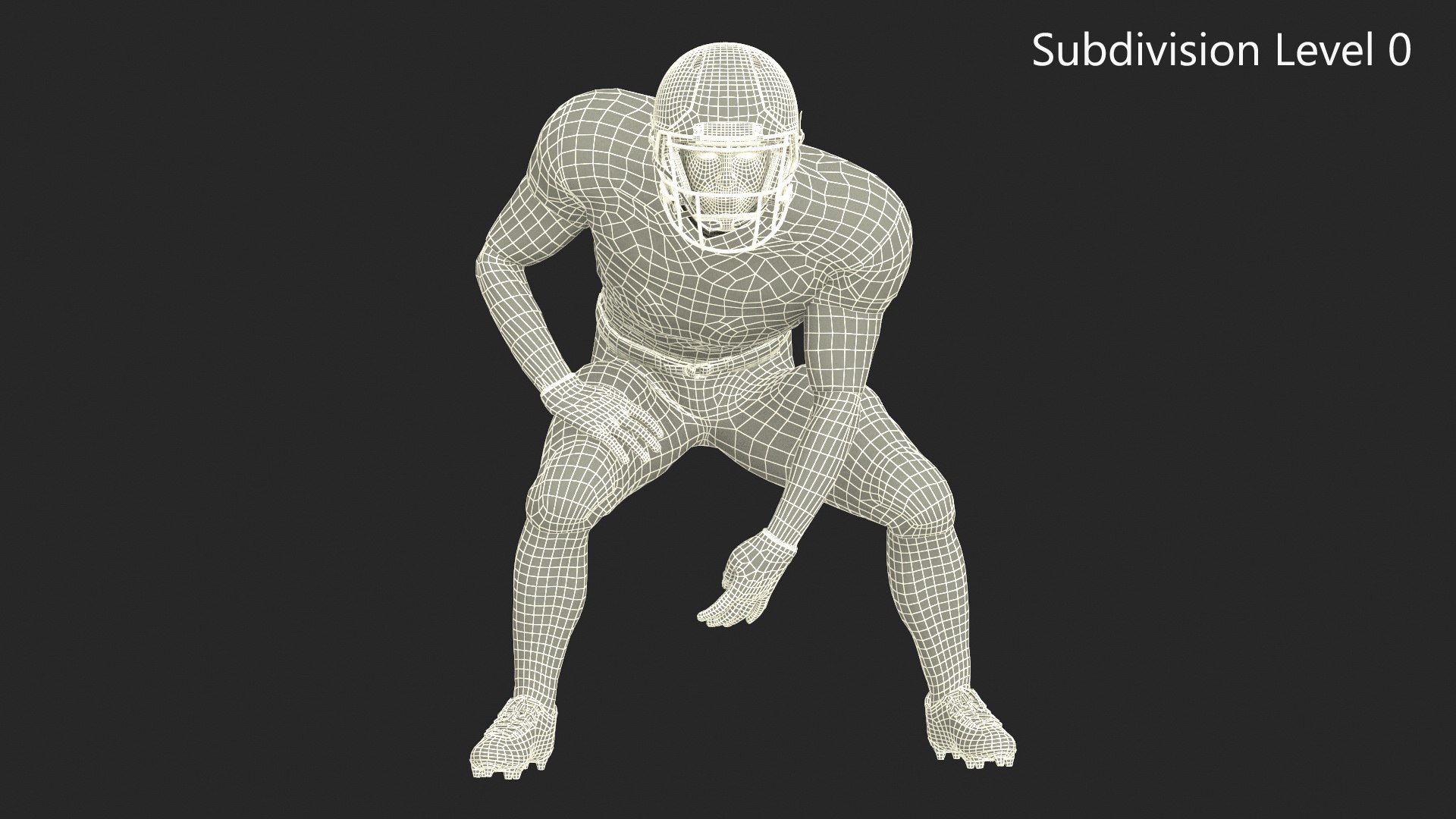 3D American Football Player Crouching Black Man White Uniform ...