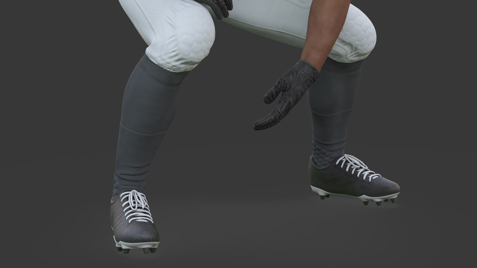 3D American Football Player Crouching Black Man White Uniform ...