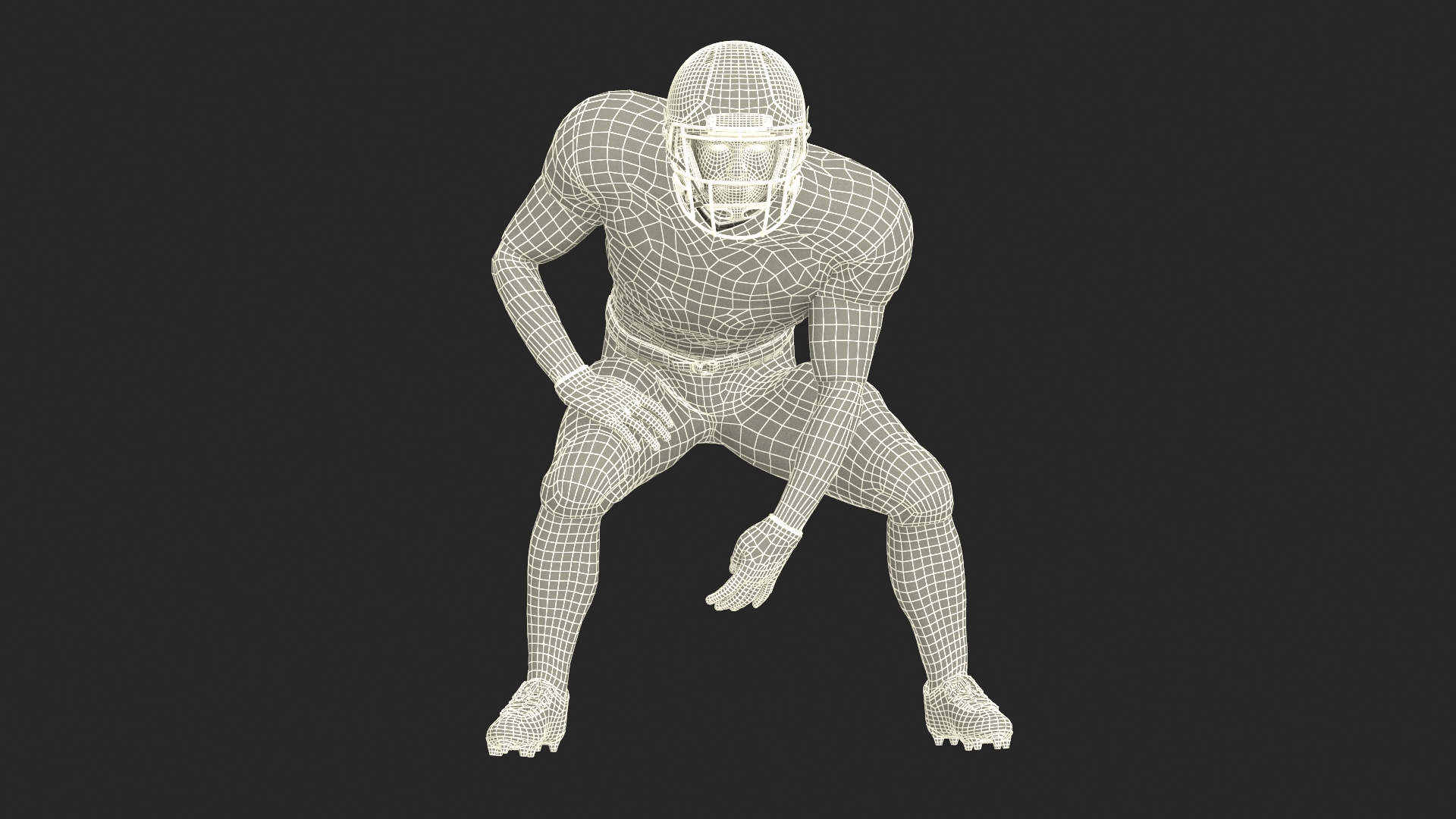 3D American Football Player Crouching Black Man White Uniform ...