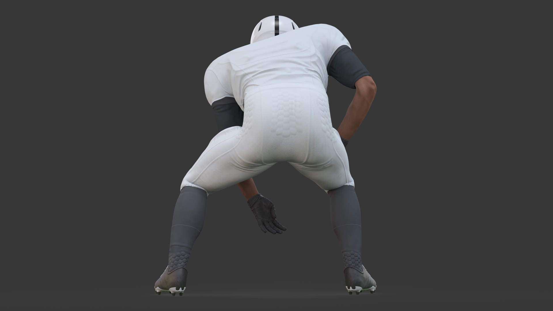 3D American Football Player Crouching Black Man White Uniform ...