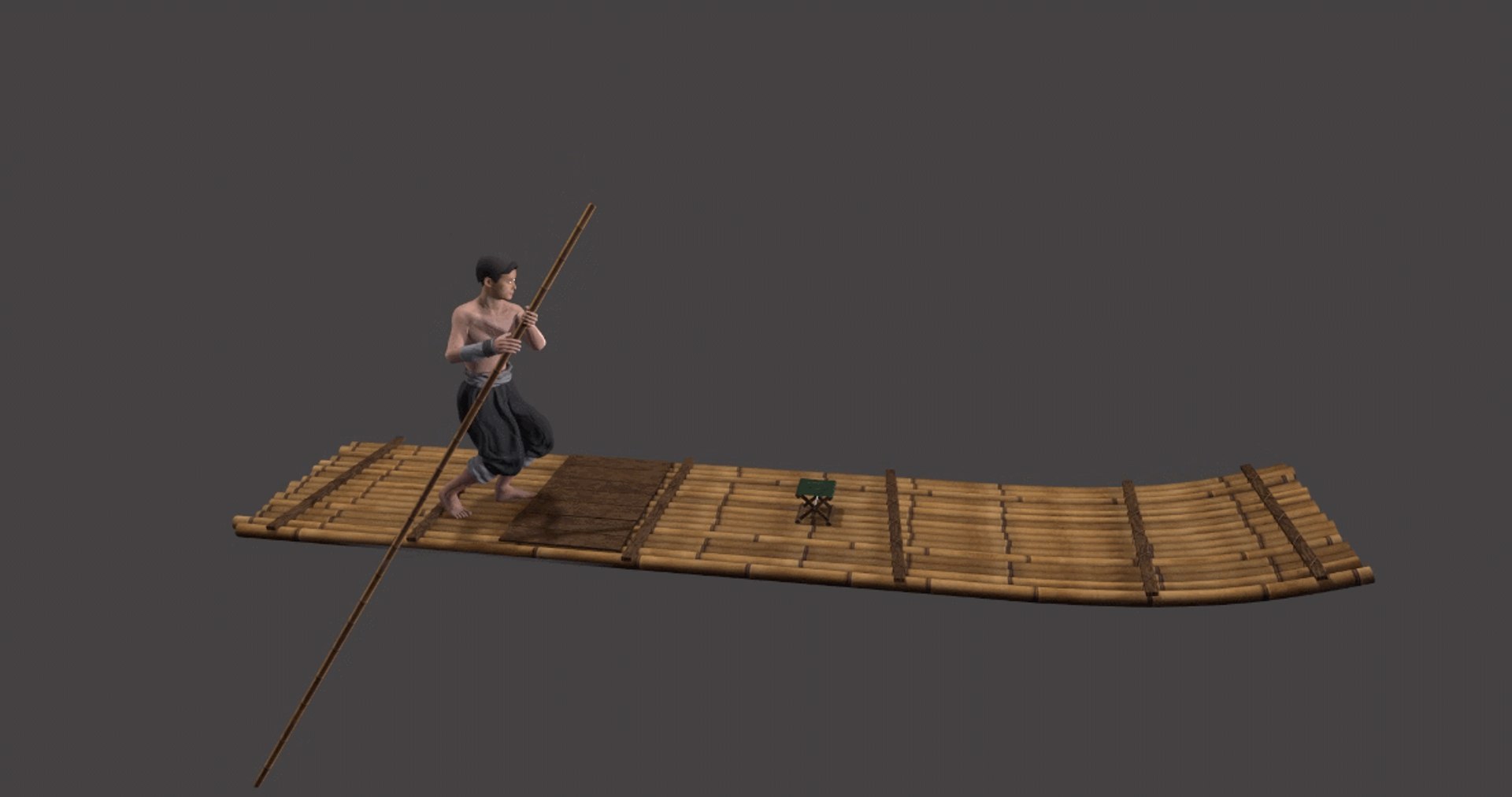 modelo 3d bamboo raft - TurboSquid 2081214