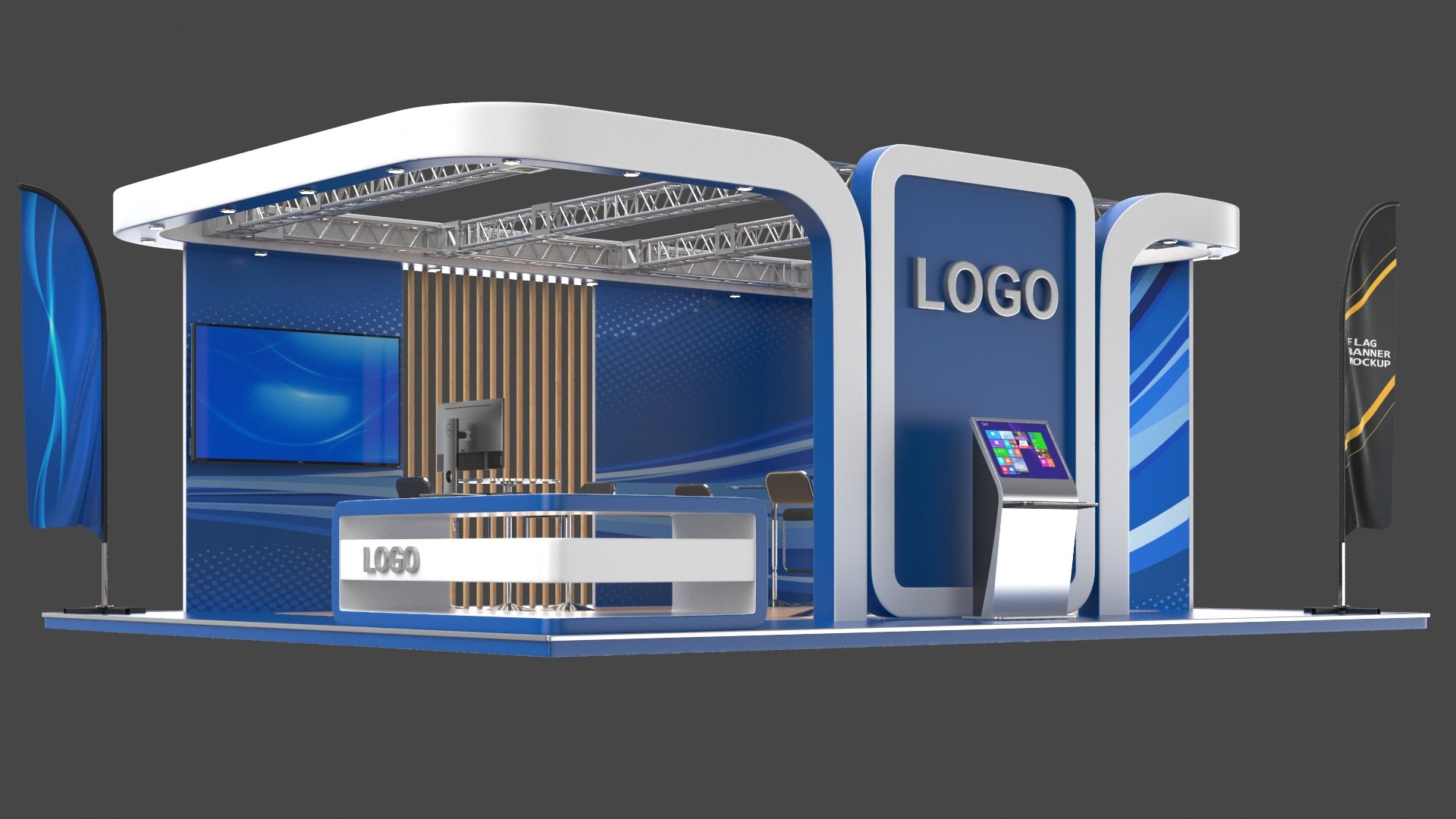 Detailed Exhibition Booth 3D Model - TurboSquid 2072605