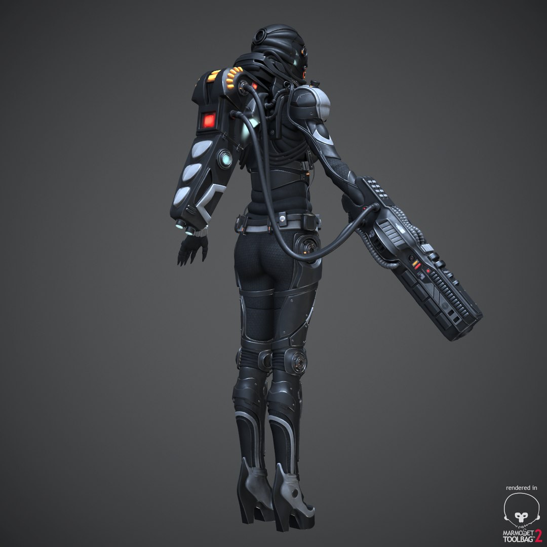 3d model of female cyborg