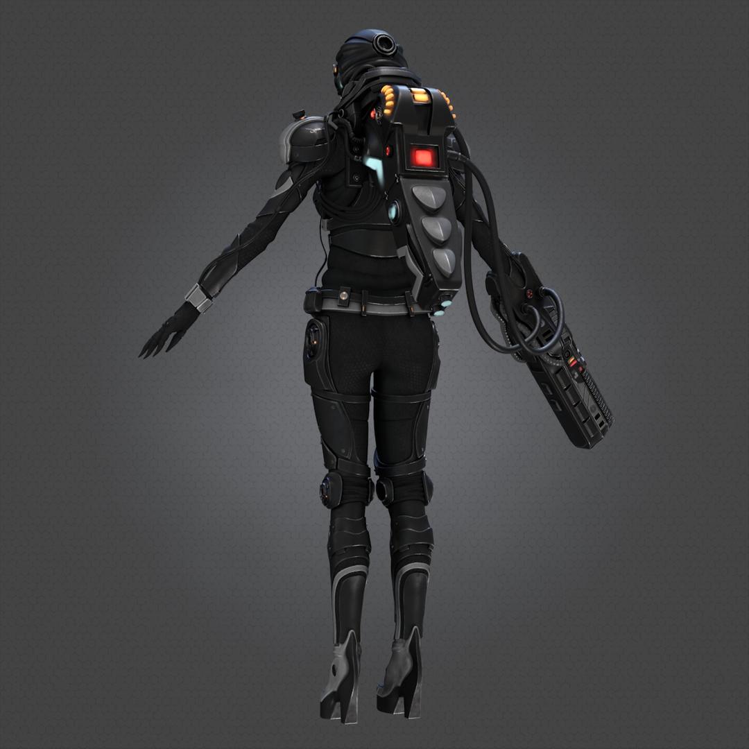 3d model of female cyborg