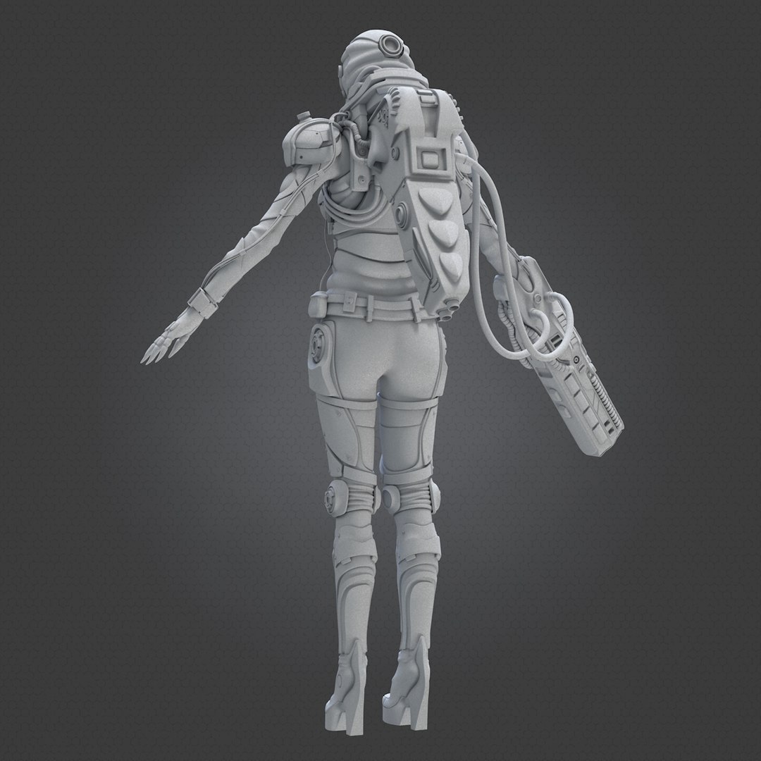 3d model of female cyborg