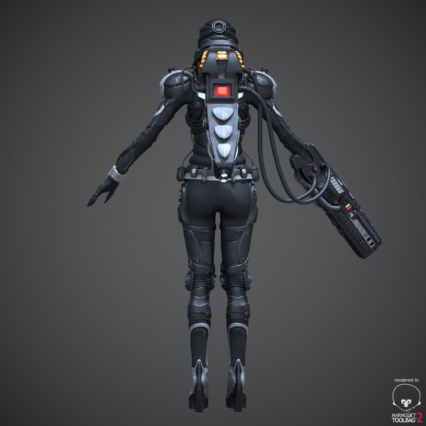 3d model of female cyborg