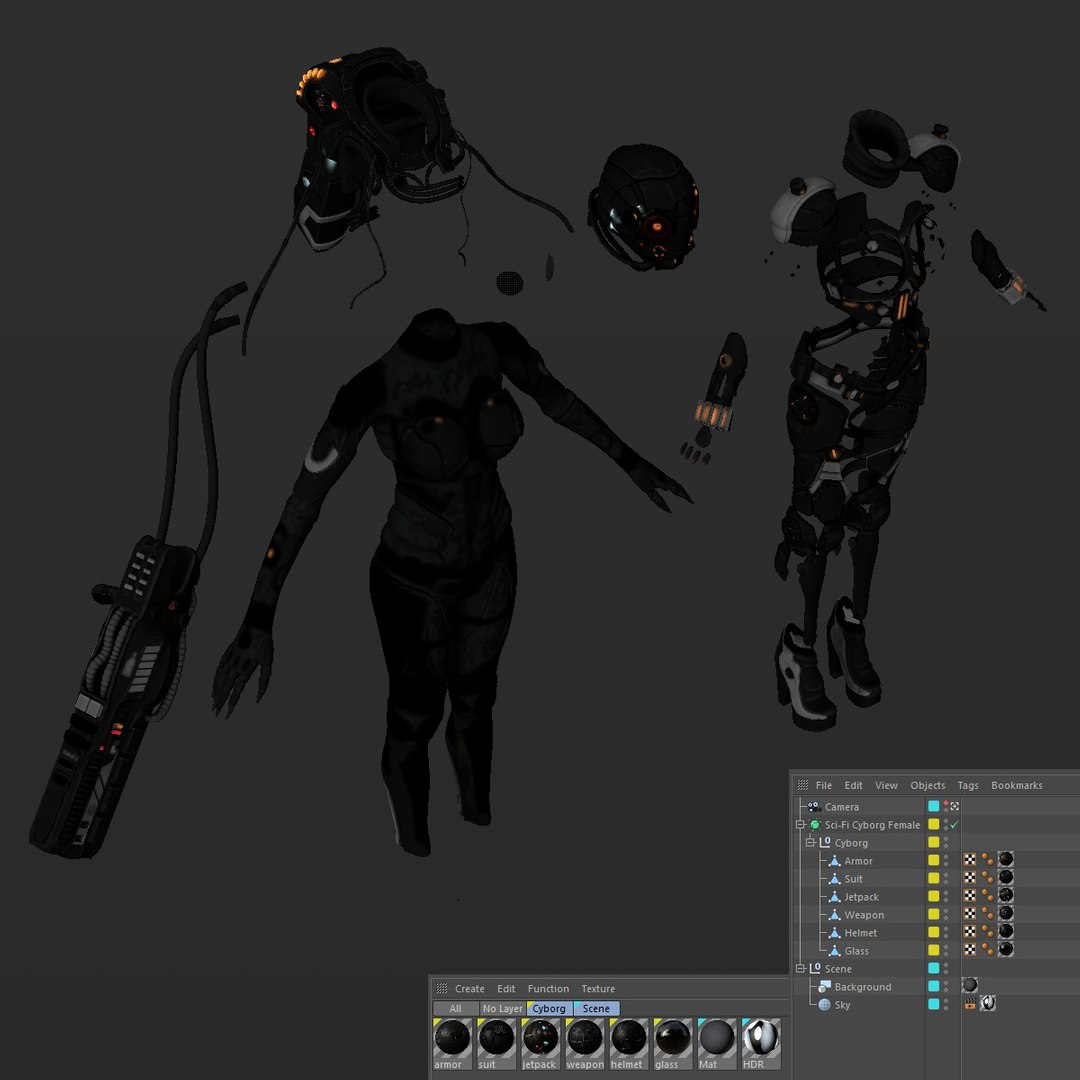 3d model of female cyborg