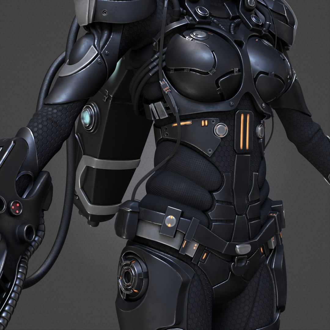 3d model of female cyborg