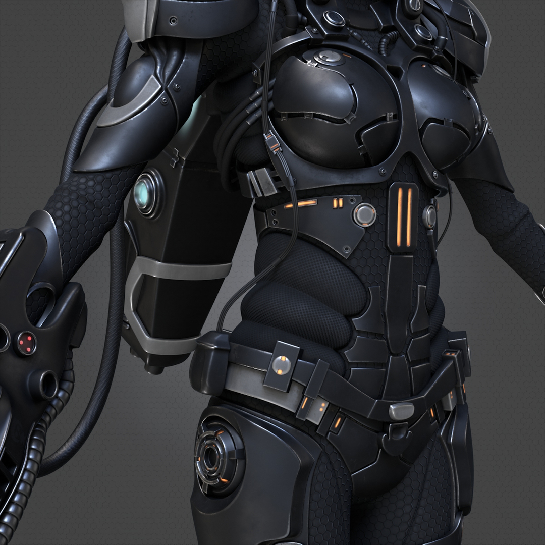 3d model of female cyborg