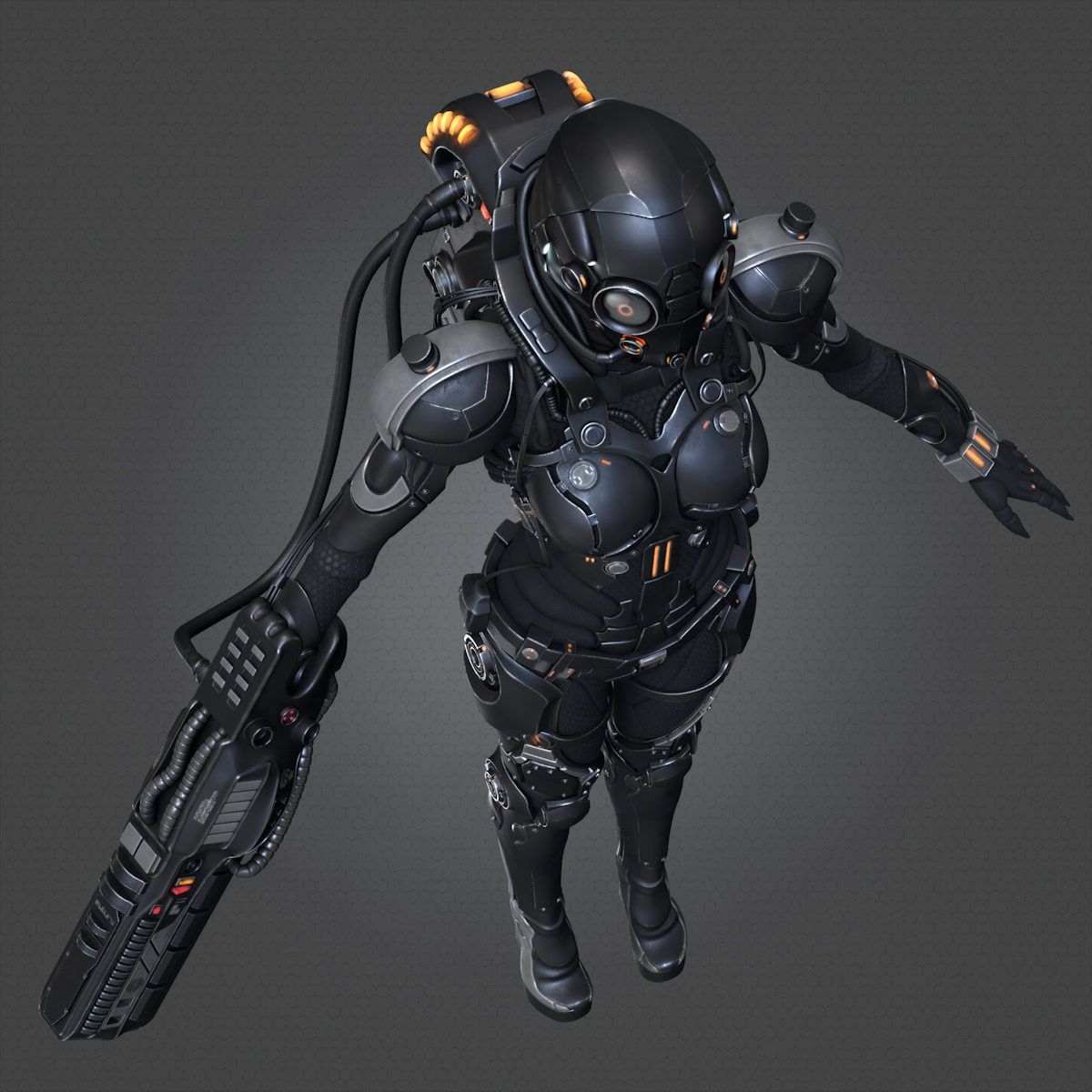 3d model of female cyborg