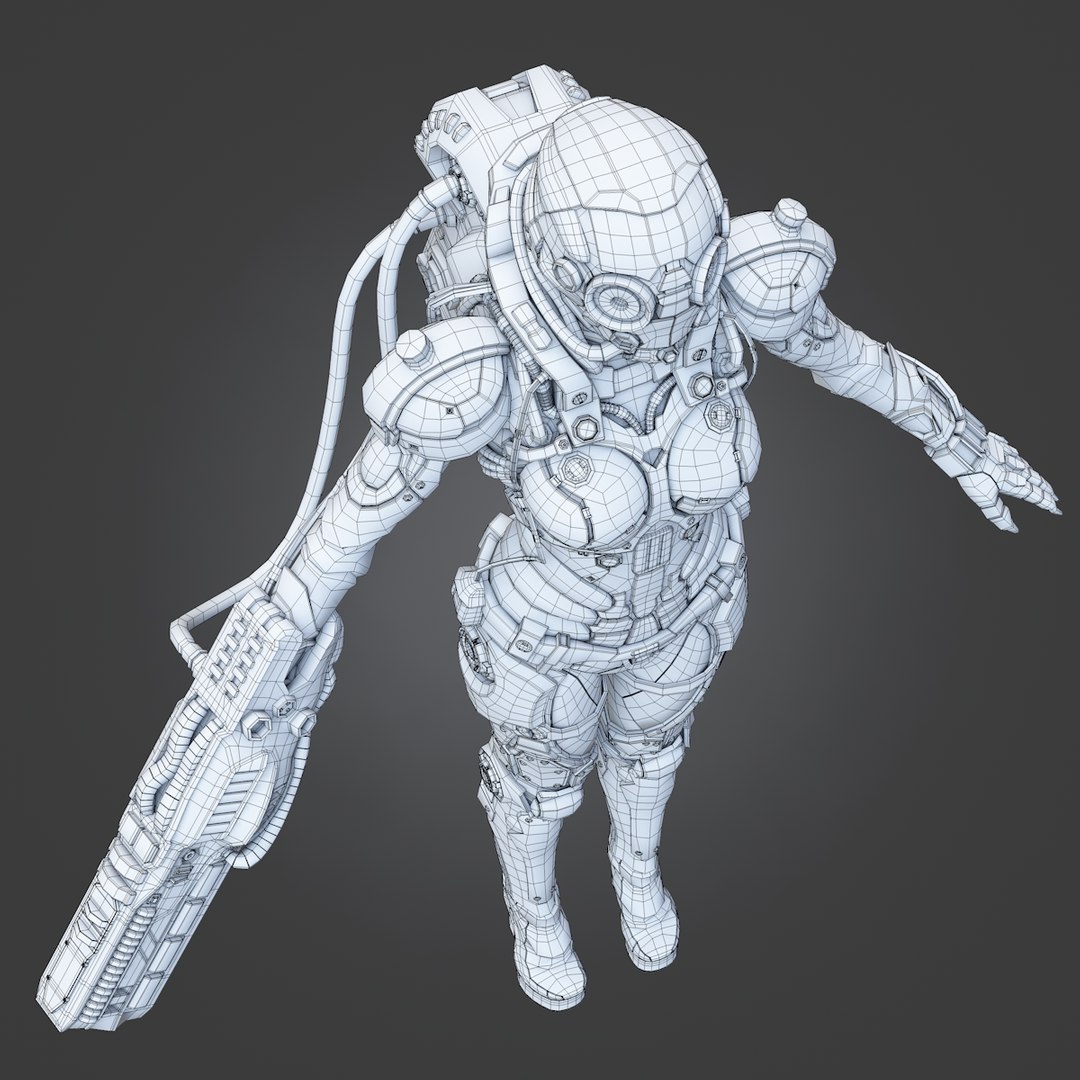 3d model of female cyborg
