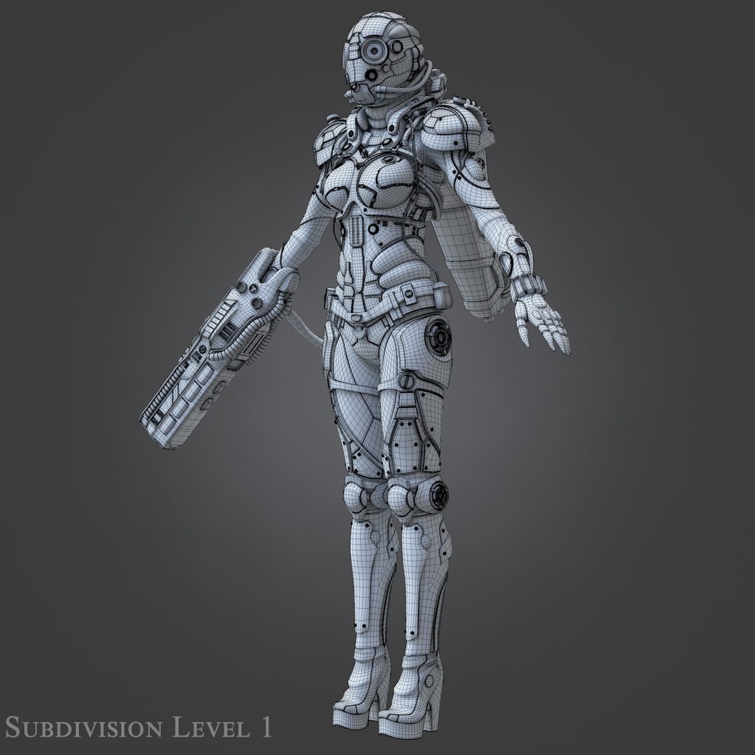 3d model of female cyborg