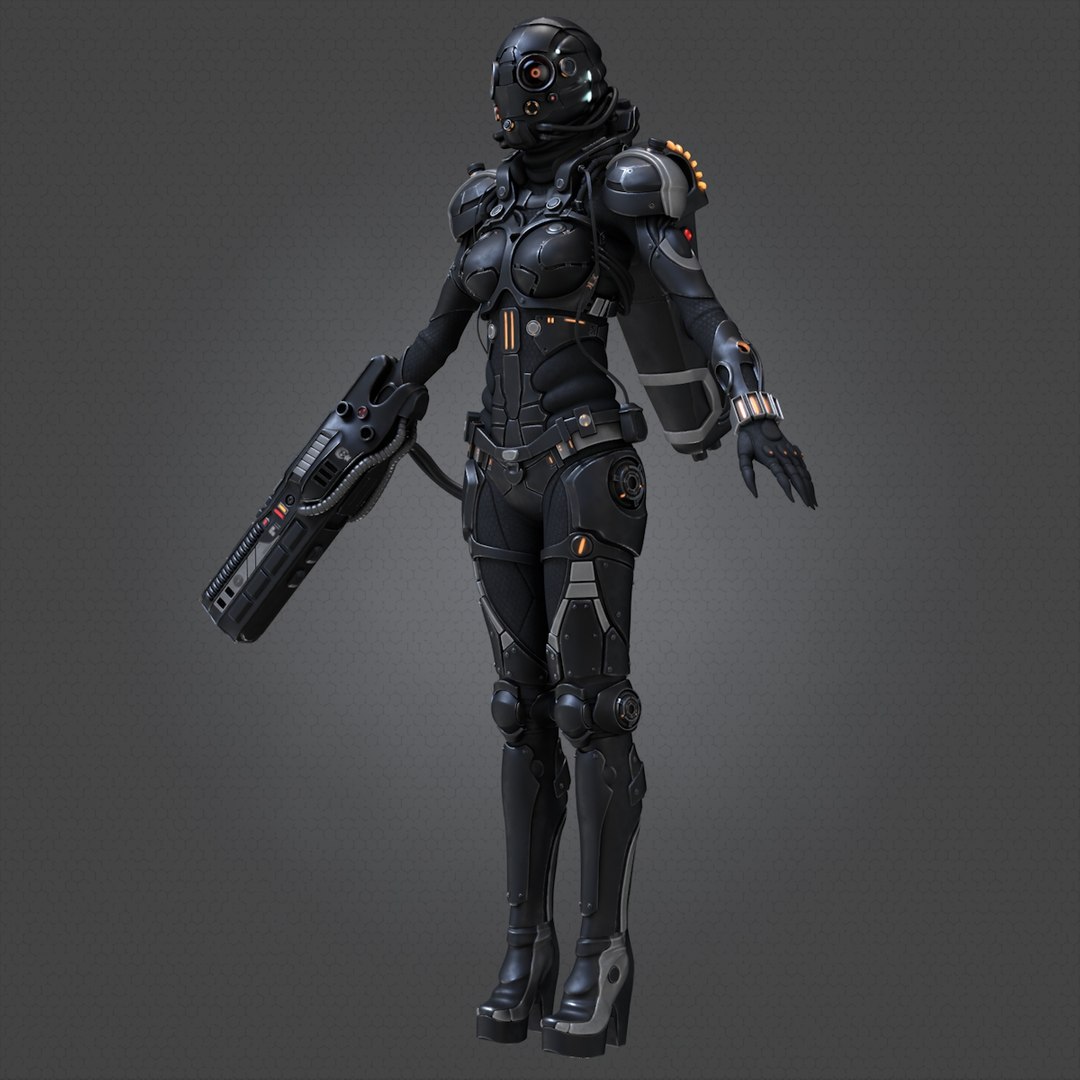 3d Model Of Female Cyborg