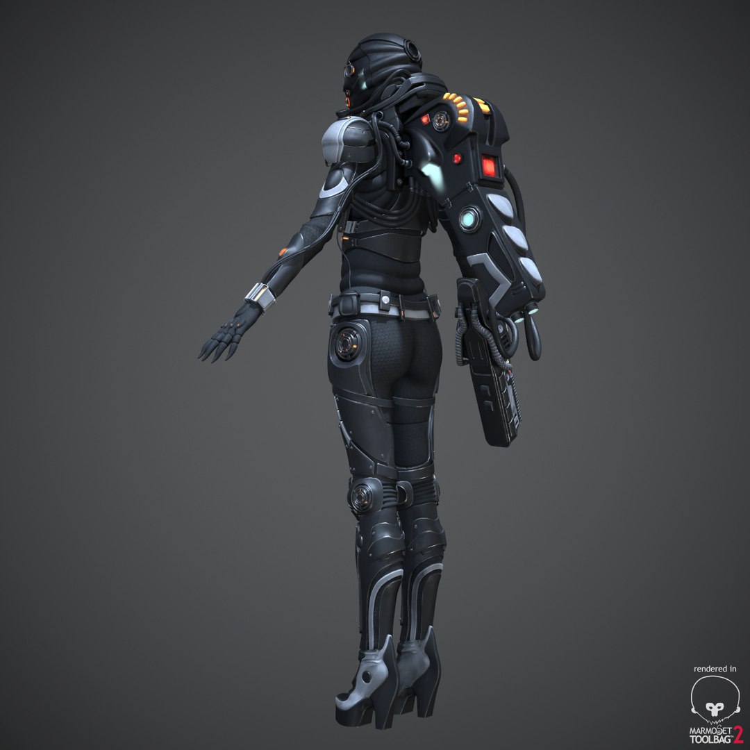 3d model of female cyborg